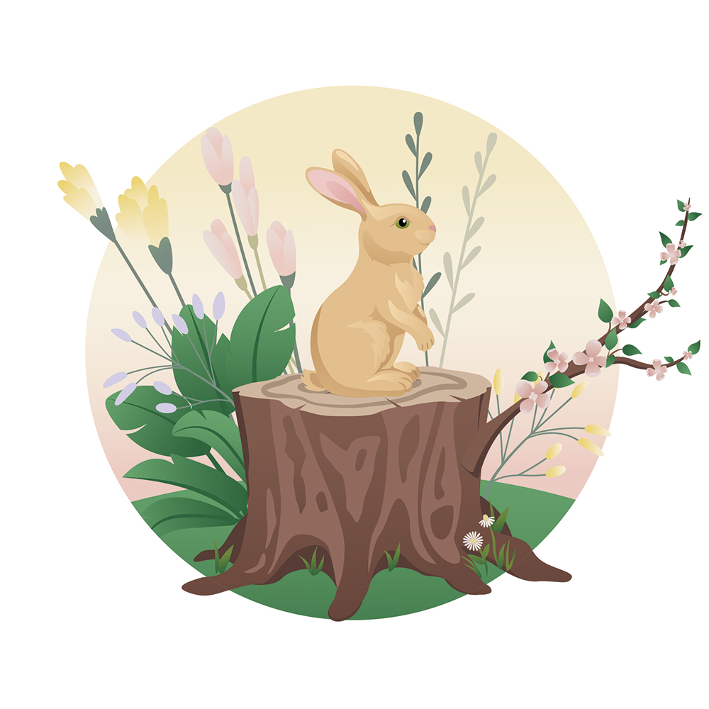 Affiche lapin - Poster printemps - Déco chambre - Artcamia